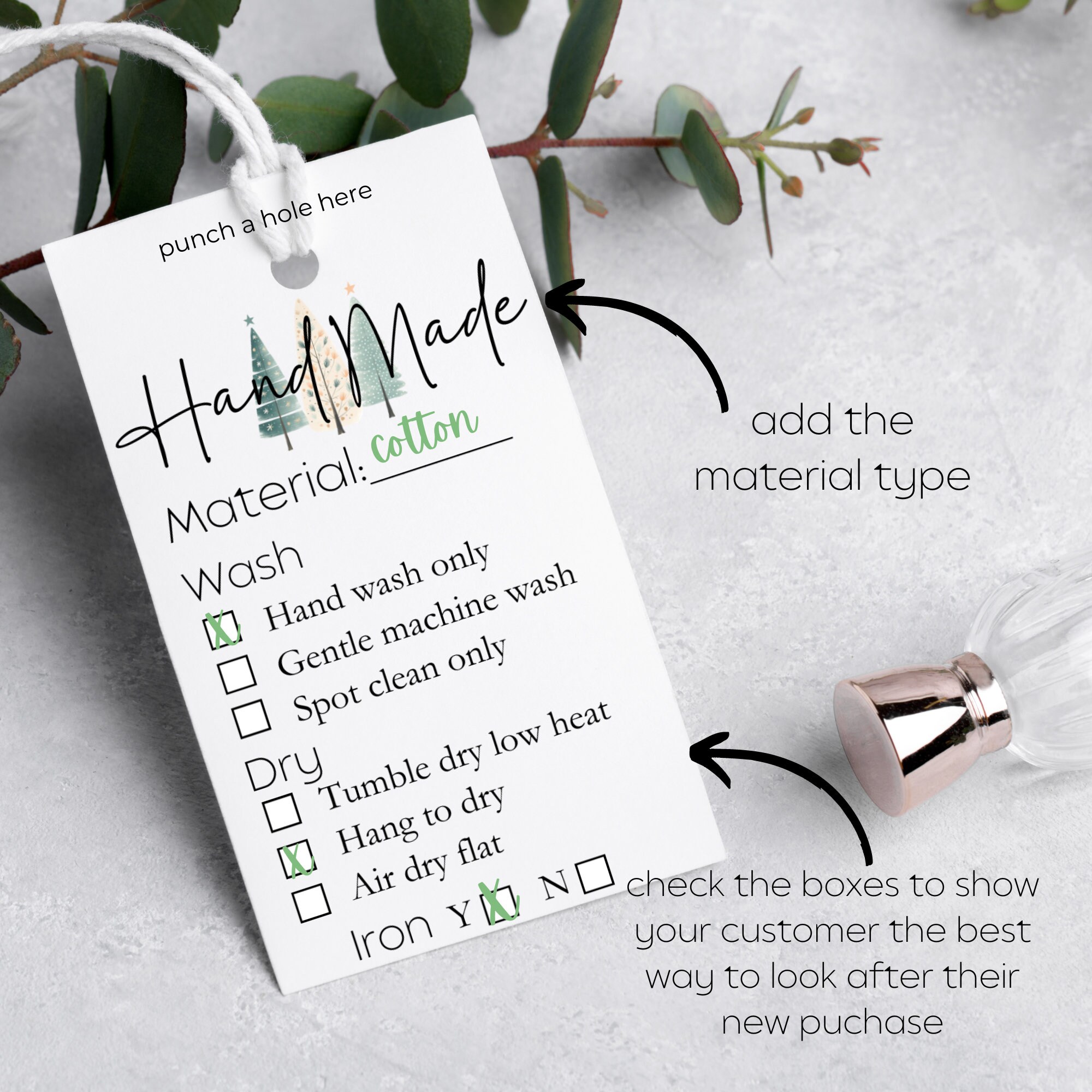 Printable Care Tags Labels PDF Handmade Crochet Washing Instructions ...