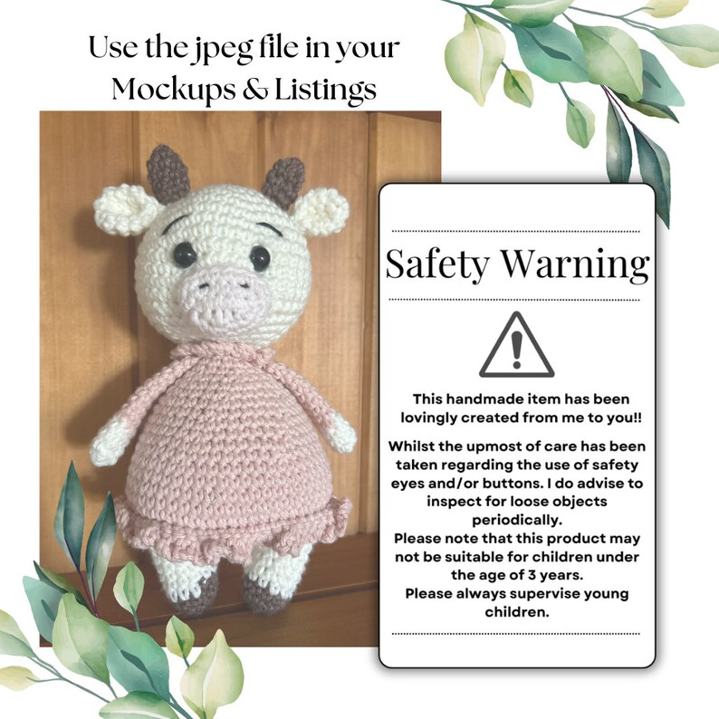 Safety Tags Labels PDF Handmade Crochet Knitting Safety Instructions ...