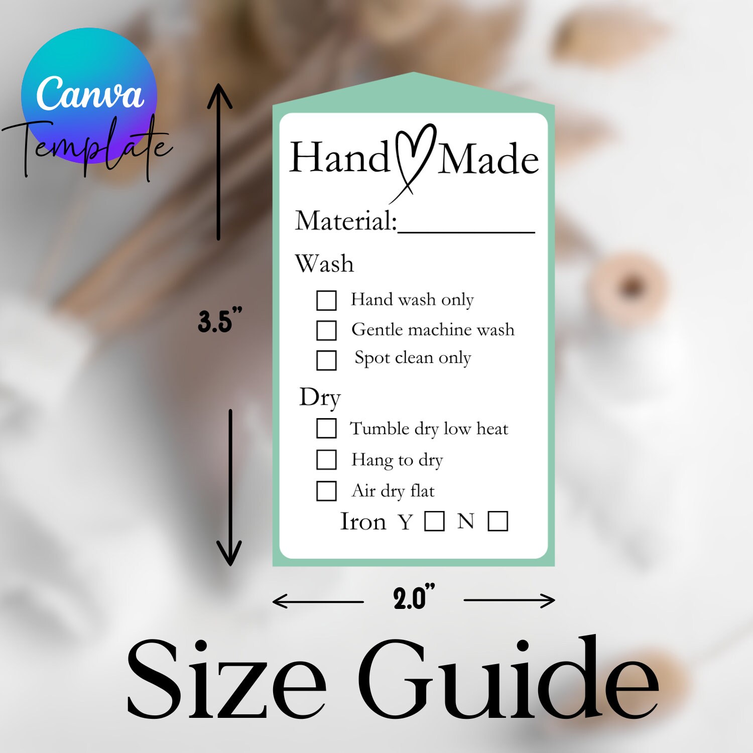 Washing Care Printable Tags Template Laundry Labels Handmade Crochet ...