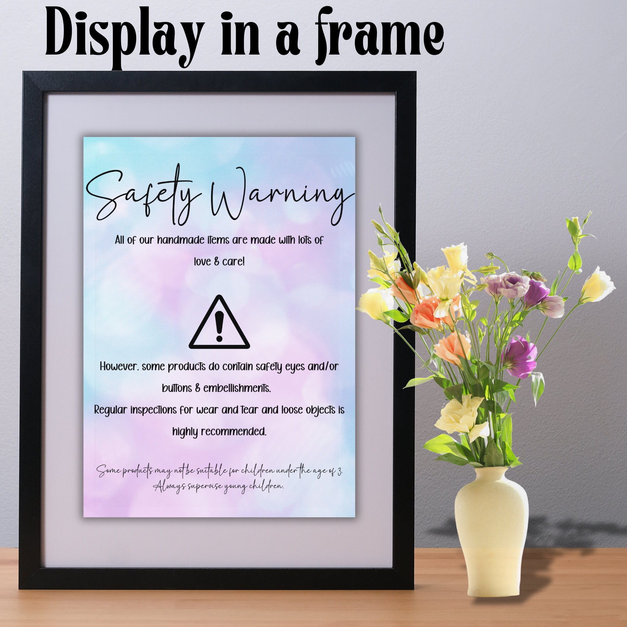 Printable Safety Eyes Warning Sign A4 Size Instant Digital Download for ...