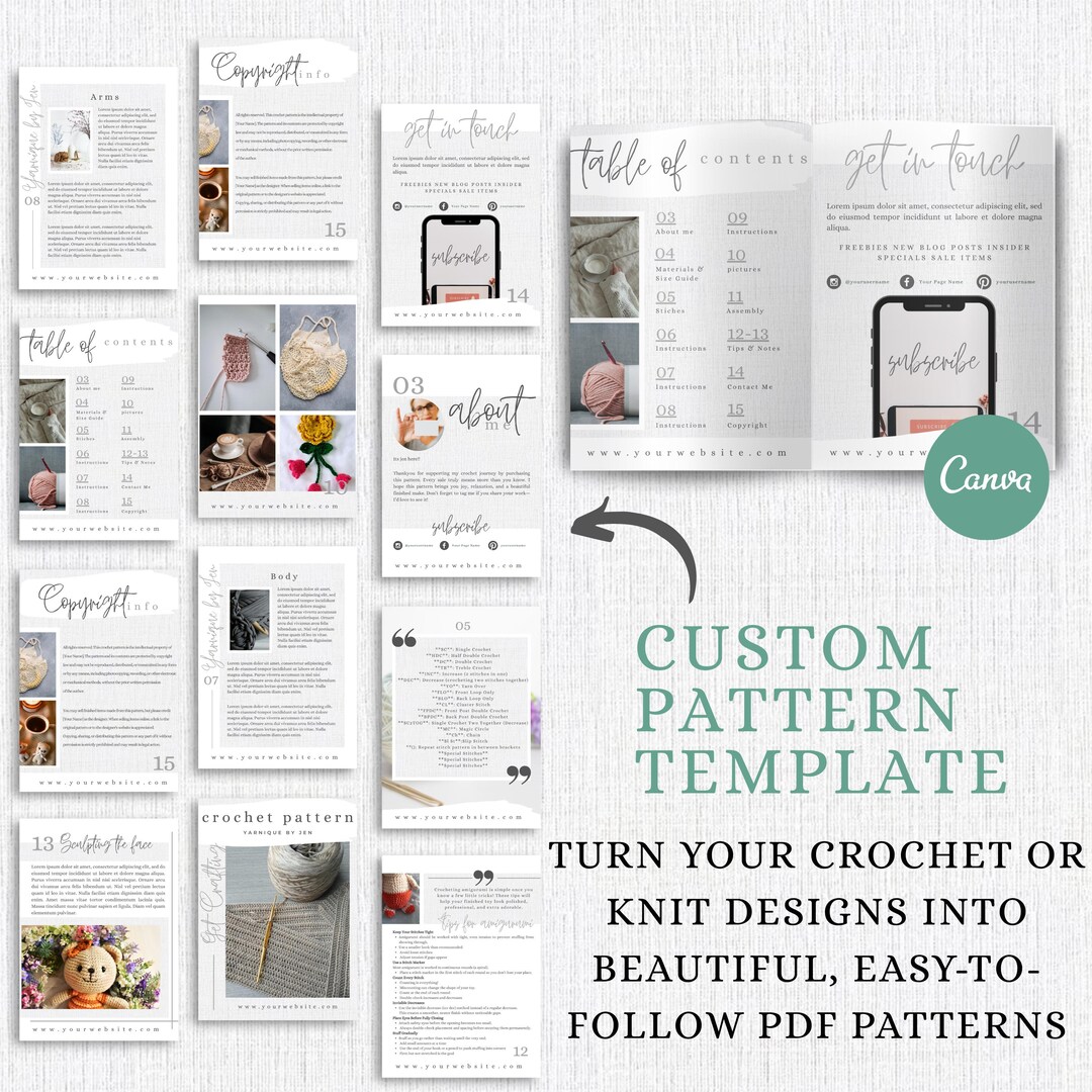 Crochet Pattern Template Canva Basic and Simple Crochet Pattern Sage ...