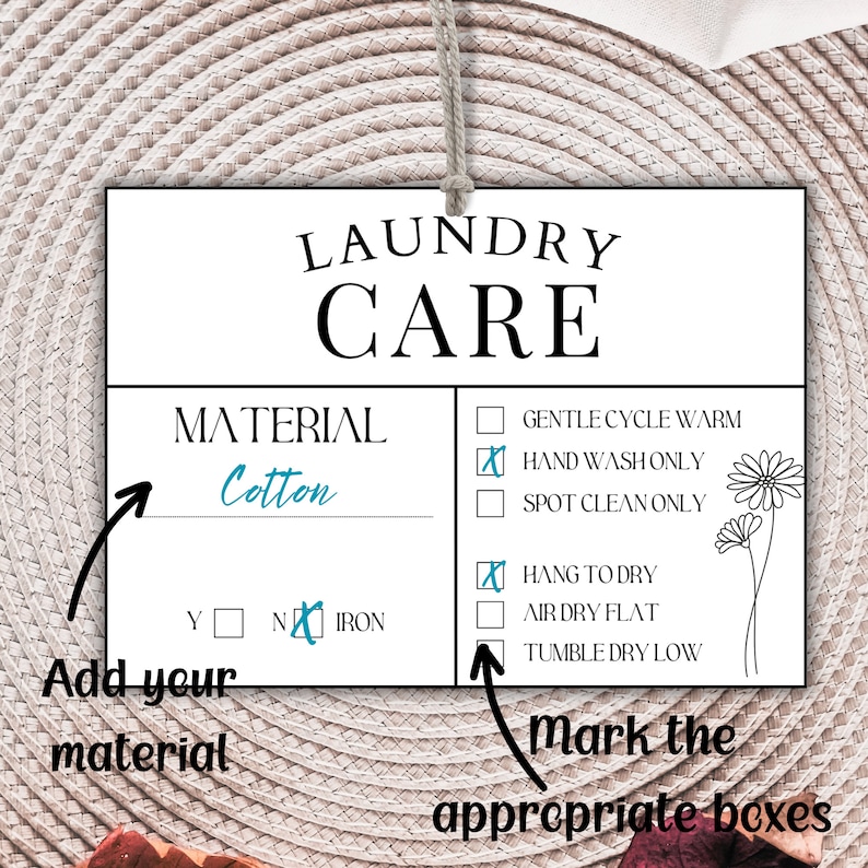 Printable Care Tags Handmade Gifts Crochet Laundry Washing Instructions ...