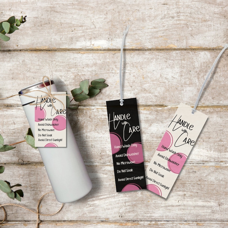 Printable Tumbler Care Tag Card Tumbler Care Washing Instruction ...