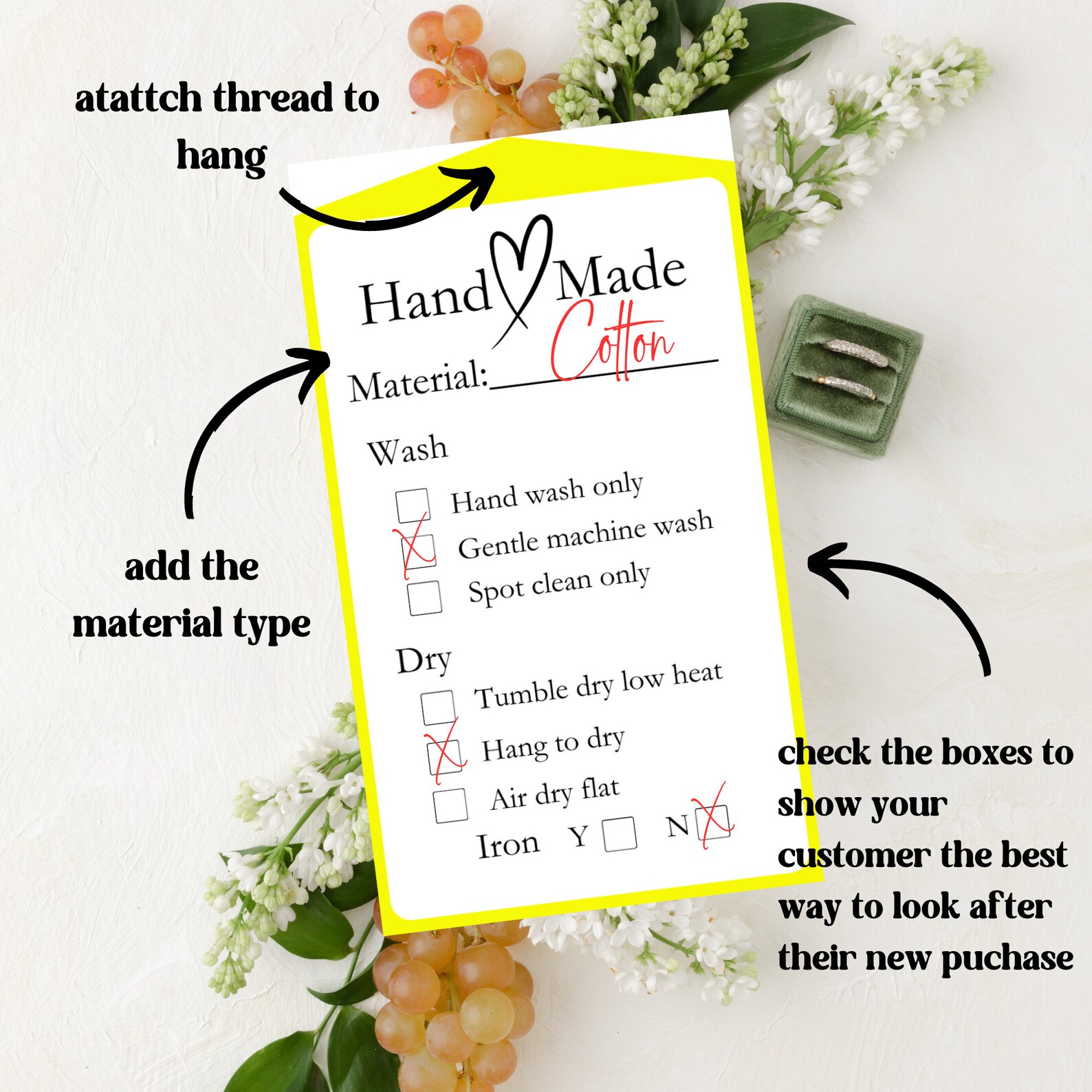 Printable Care Tags Labels PDF Handmade Crochet Washing Care Tag ...