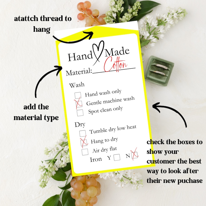 Printable Care Tags Labels PDF Handmade Crochet Washing Care Tag ...