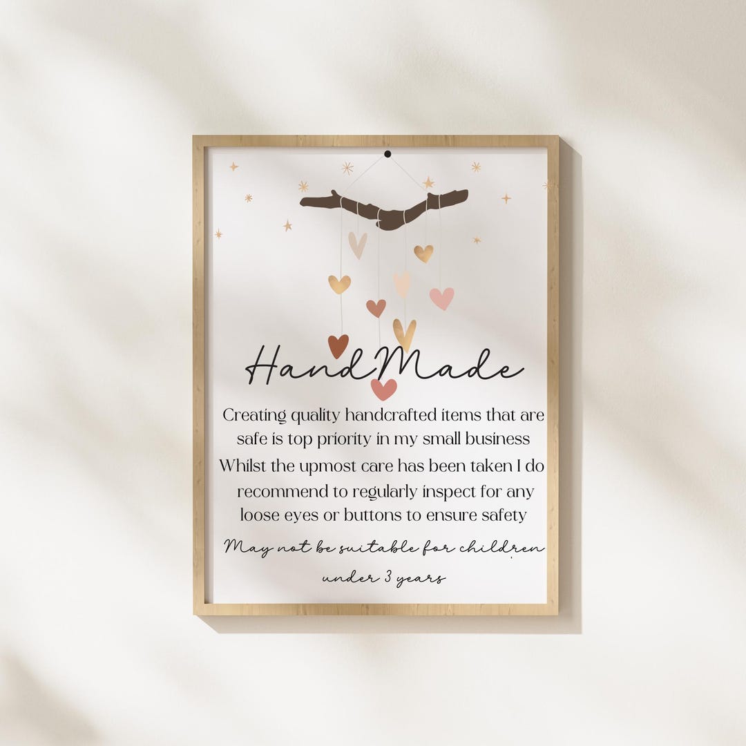 Printable Safety Warning Handmade Crochet Knit Safety Instructions ...