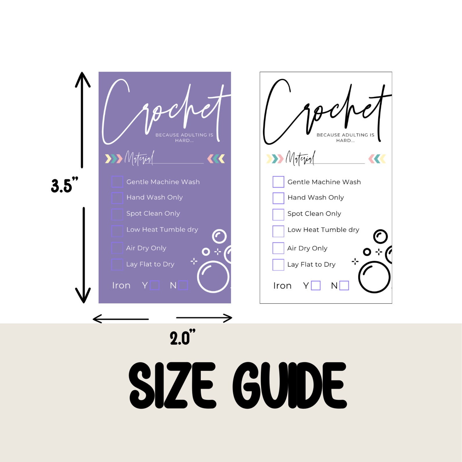 Funny Crochet Hangtag, Washing Care Printable Tags, Labels PDF ...