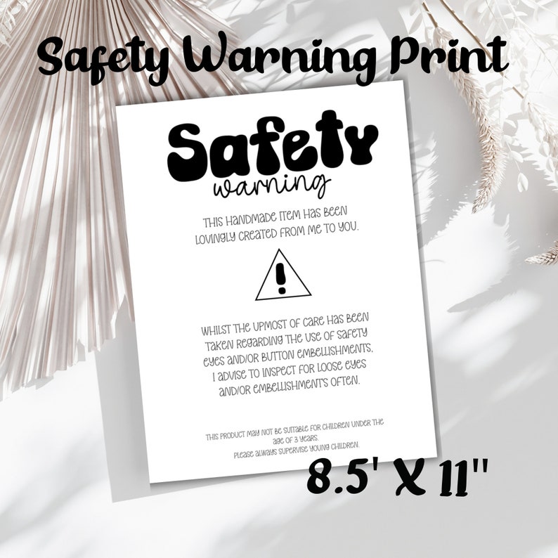 Printable Safety Warning A4 Size Handmade Crochet Knitting Safety ...