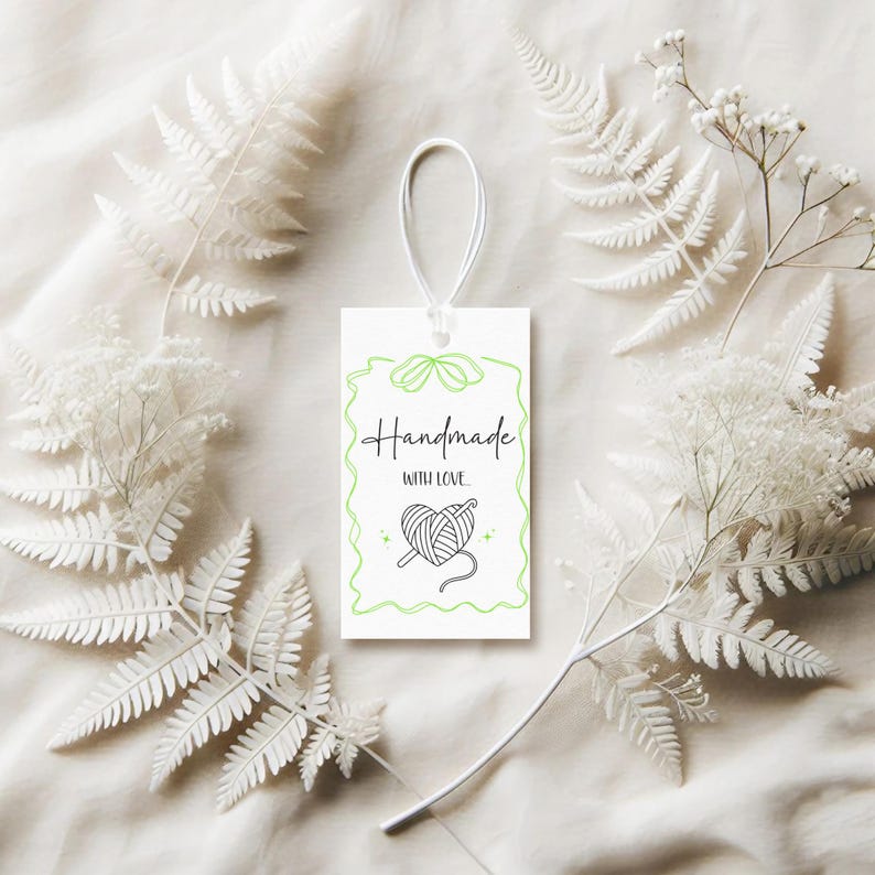 Printable Crochet Hang Tags Lime and Cream Mini Pouch Market Label ...