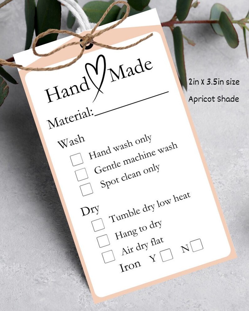 Printable Washing Care Card Tags Labels PDF Handmade Crochet Washing ...