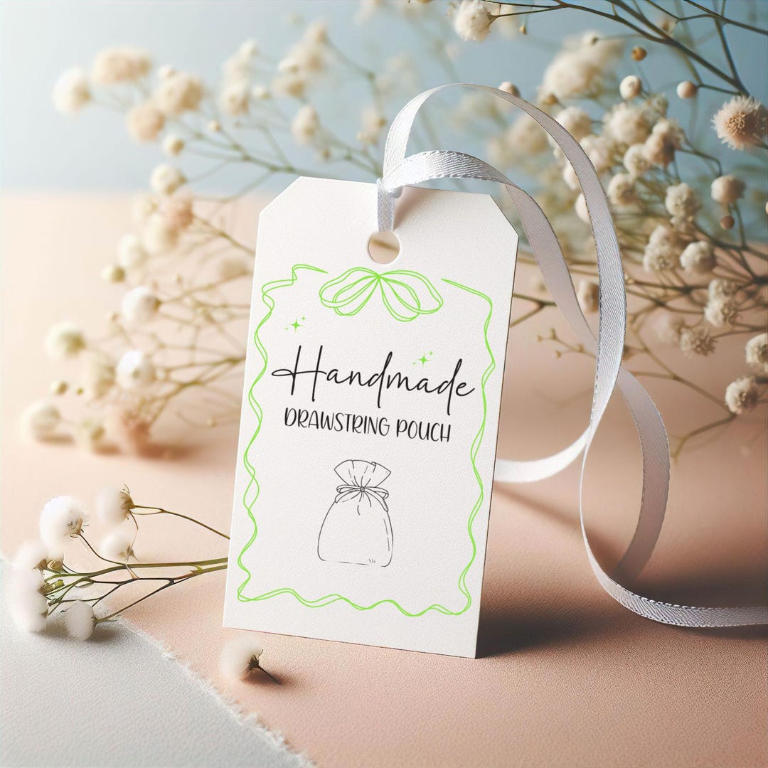 Printable Crochet Hang Tags Lime and Cream Mini Pouch Market Label ...