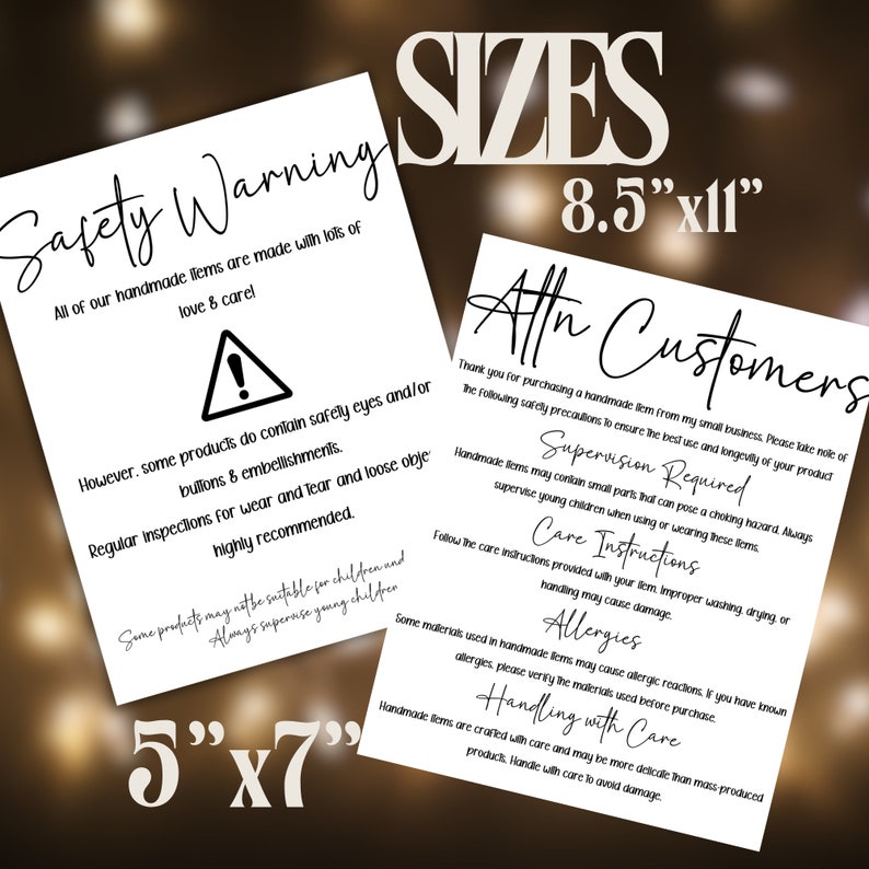 Printable Safety Tags Labels PDF Handmade Crochet Knitting Safety ...