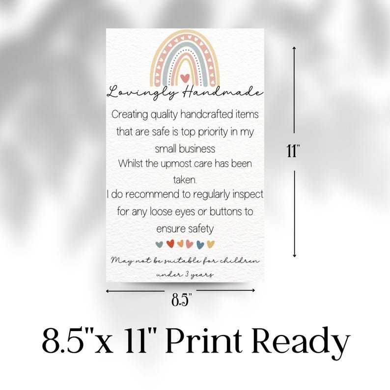 Printable Safety Warning A4 Size Handmade for Craft Fair Crochet Knit ...