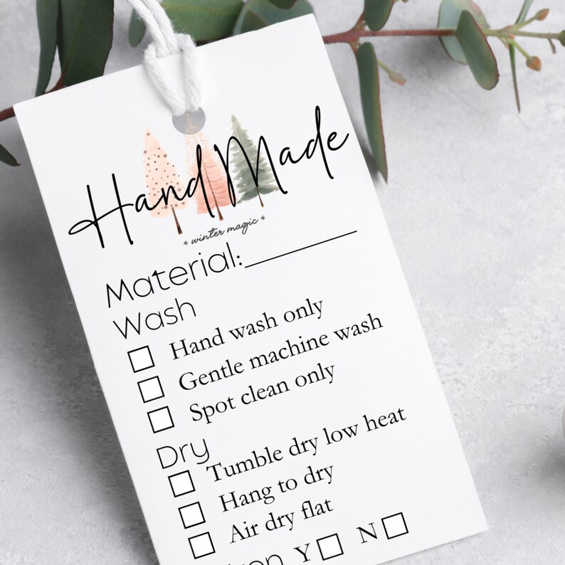 Printable Care Tags Labels PDF Handmade Crochet Washing Instructions ...