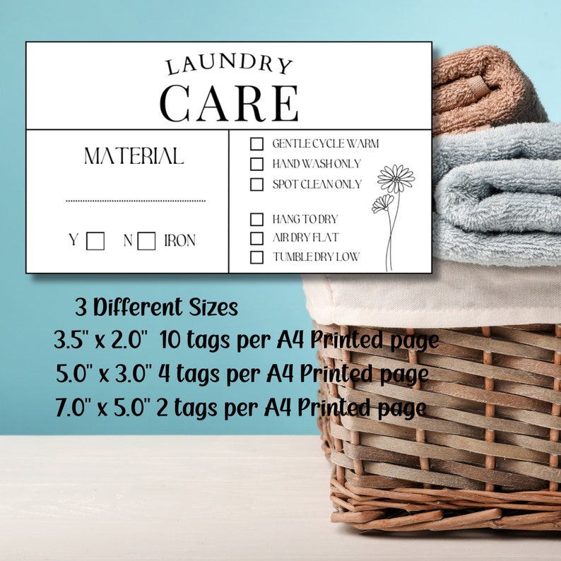 Printable Care Tags Handmade Gifts Crochet Laundry Washing Instructions ...