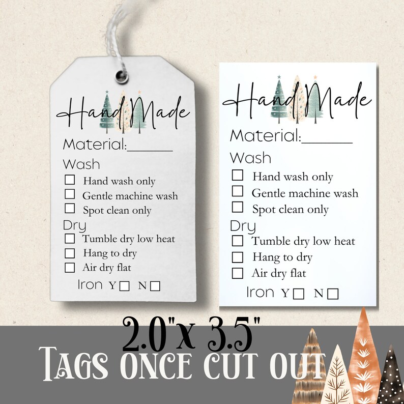 Printable Care Tags Labels PDF Handmade Crochet Washing Instructions ...