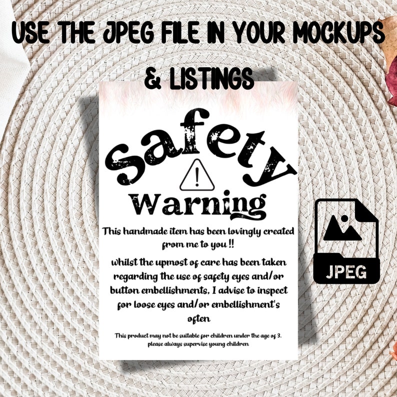 Printable Safety Tags Warning Safety Eyes Labels PDF Handmade Crochet ...