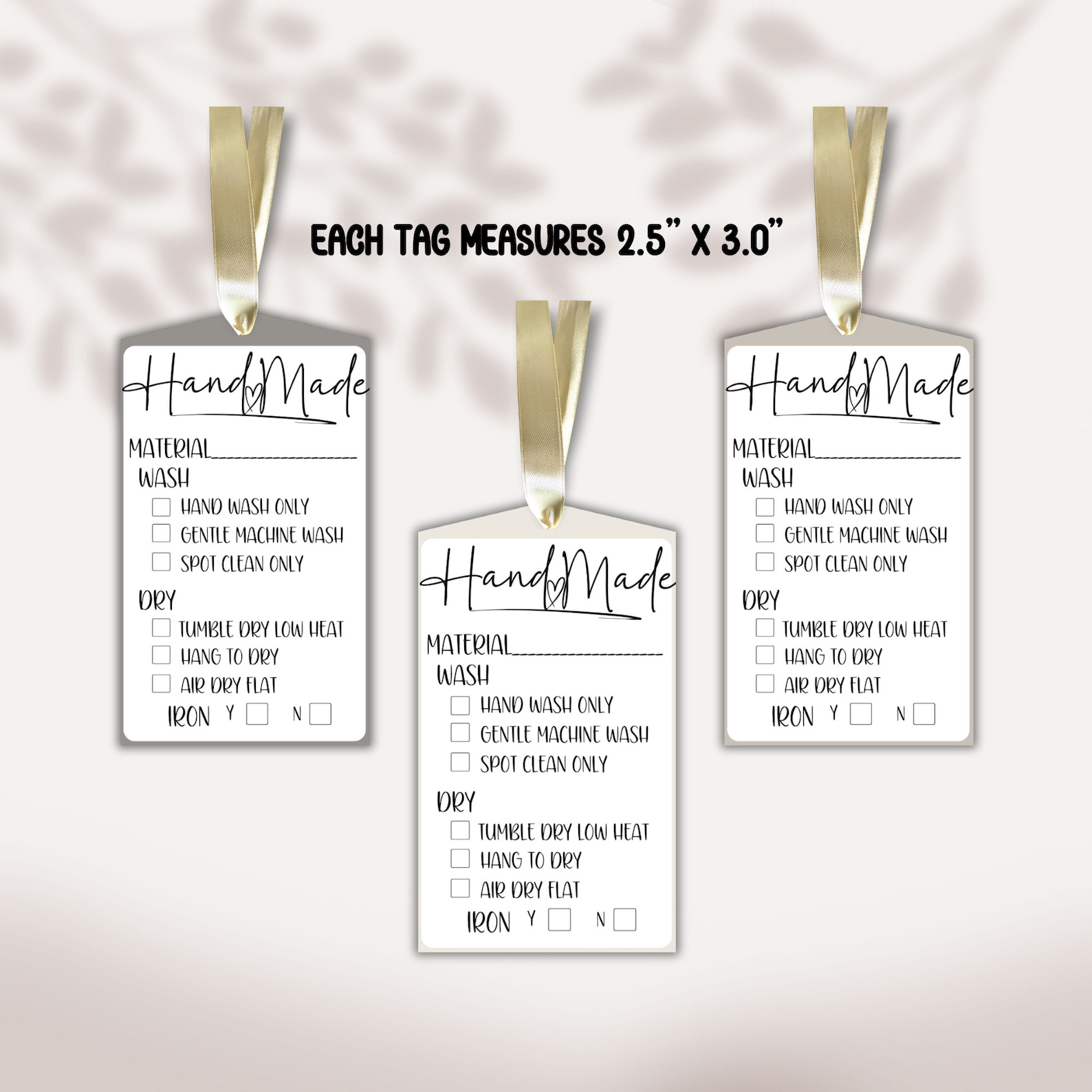 Printable Care Tags Washing Labels Laundry PDF Handmade Instructions ...