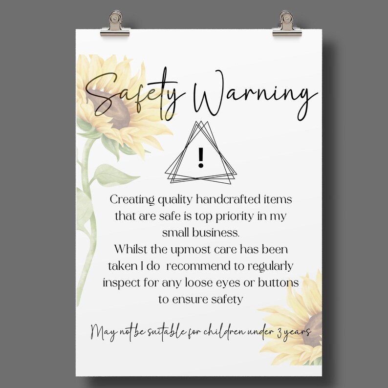 Printable Sunflower Safety Warning Sign: Crochet & Knit Amigurumi ...