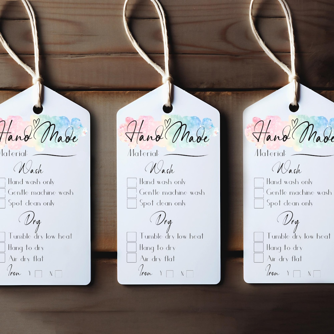 Printable Care Tags Crochet Labels PDF Handmade Crochet Washing ...