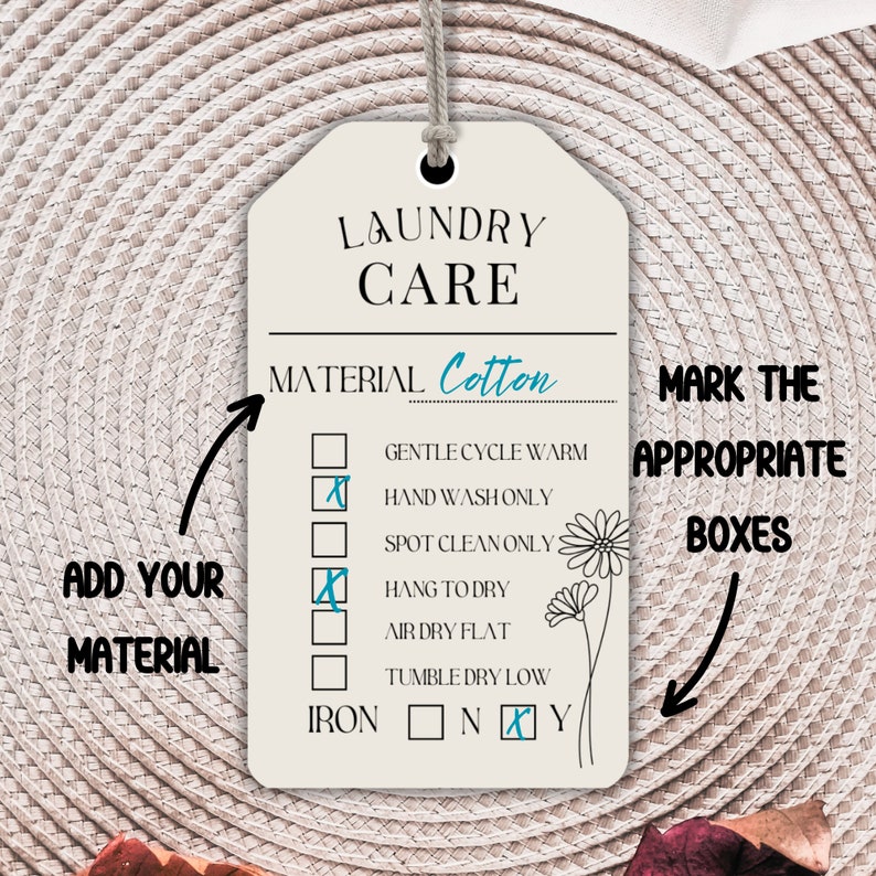 Printable Crochet Care Tags, Handmade Gift Tag, Crochet Laundry Washing ...