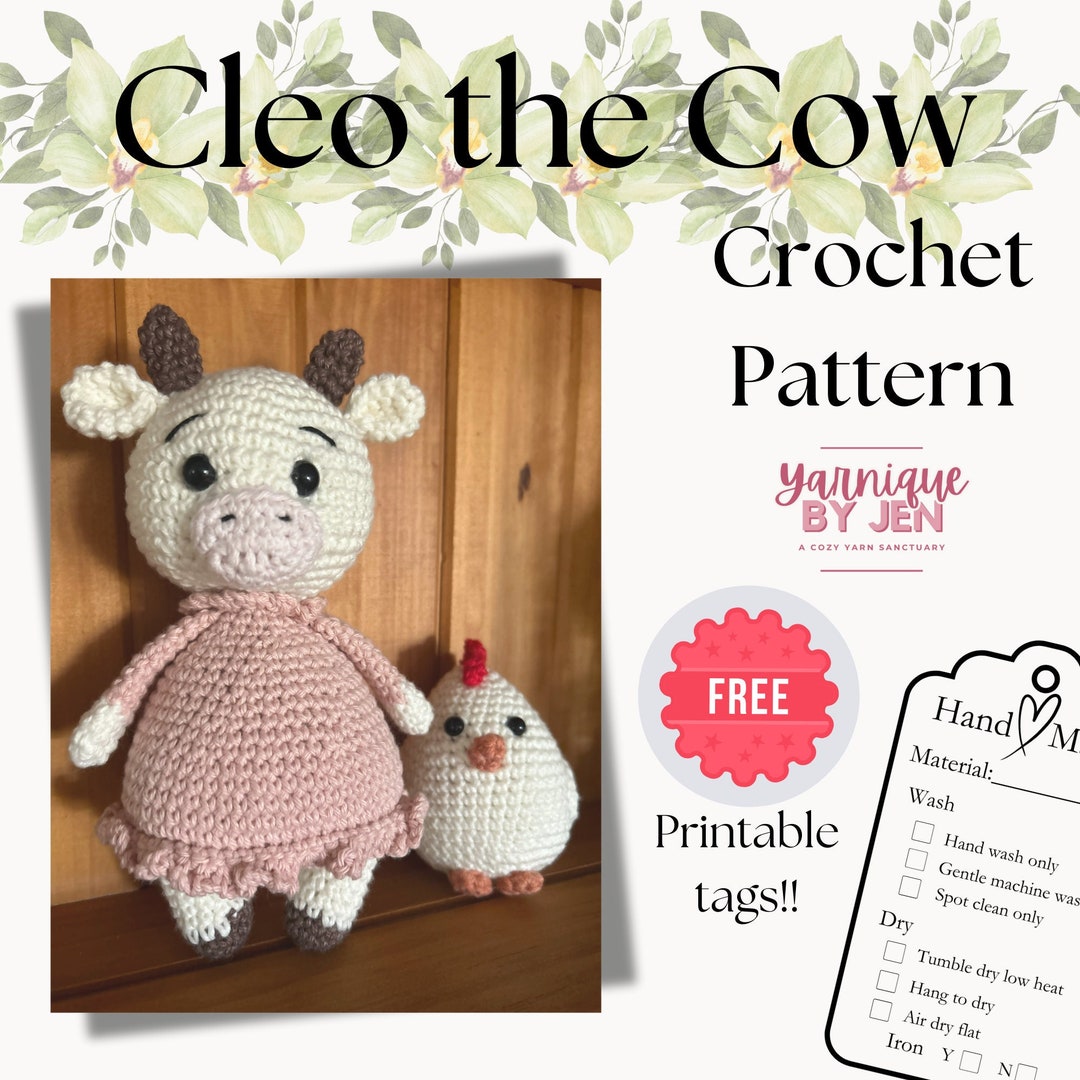 Low Sew Easy Cow Pattern Crochet Cute Cow Amigurumi Toy Instant ...