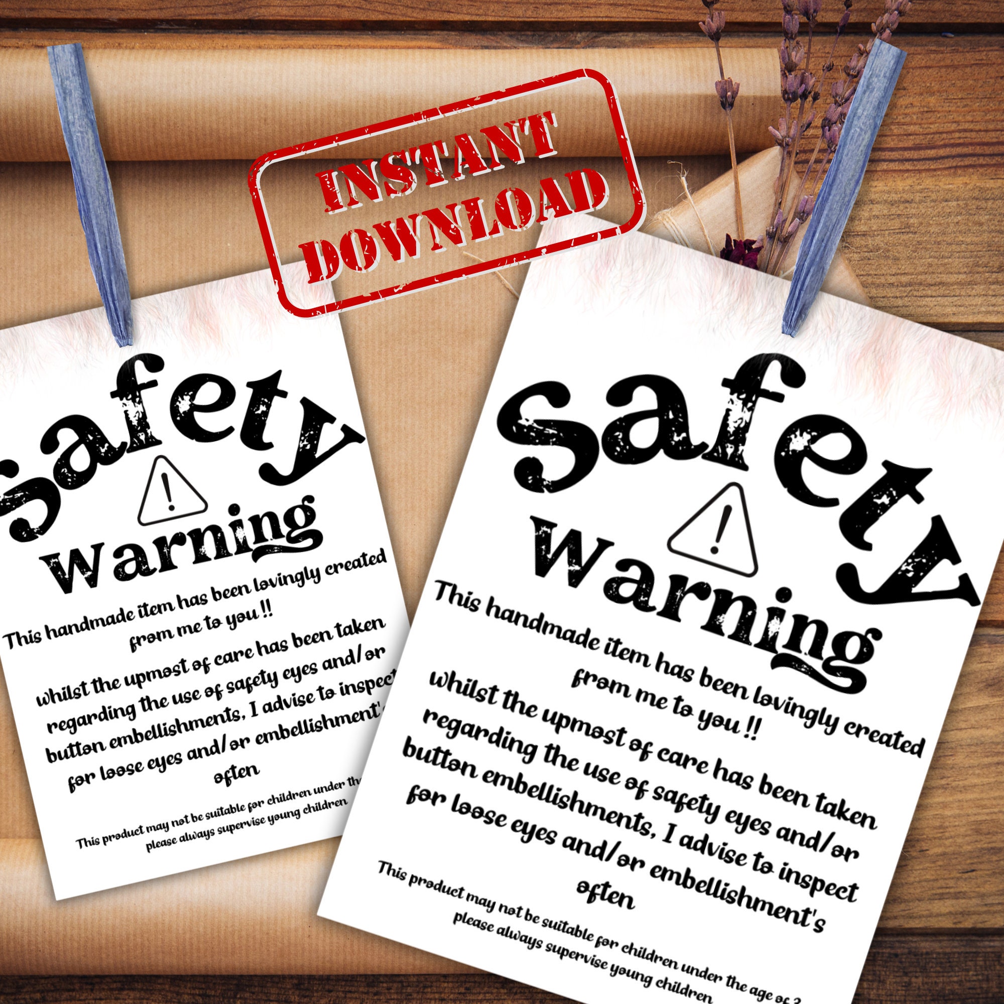 Printable Safety Tags Warning Safety Eyes Labels PDF Handmade Crochet ...