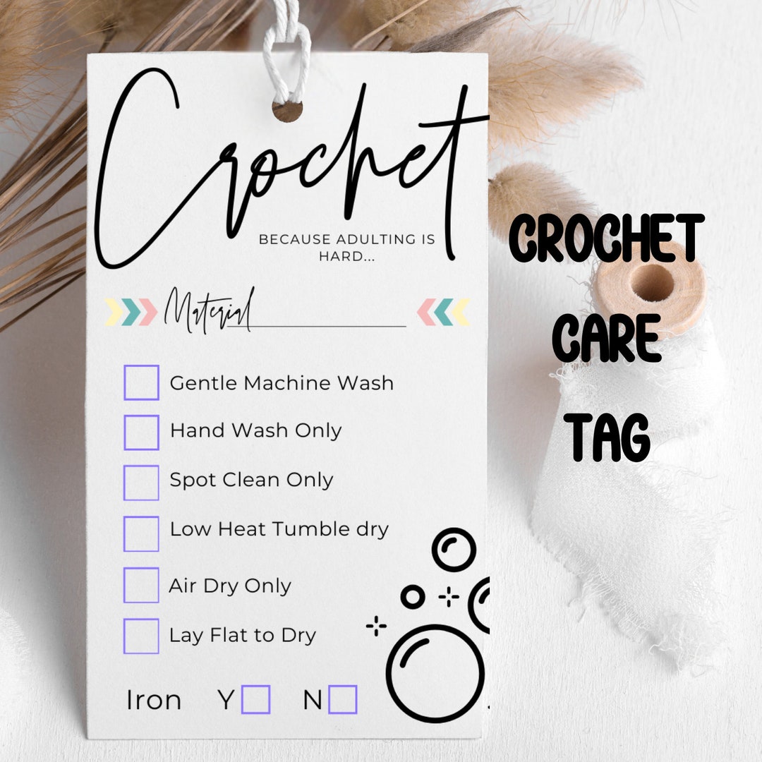 Printable Care Tags Labels PDF Handmade Crochet Washing Instructions ...