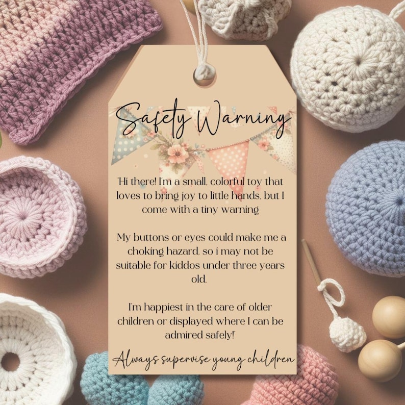 Printable Safety Tags Labels PDF Handmade Crochet Knitting Safety ...