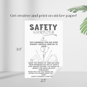 Printable Safety Tags Labels PDF Handmade Crochet Knitting Safety ...