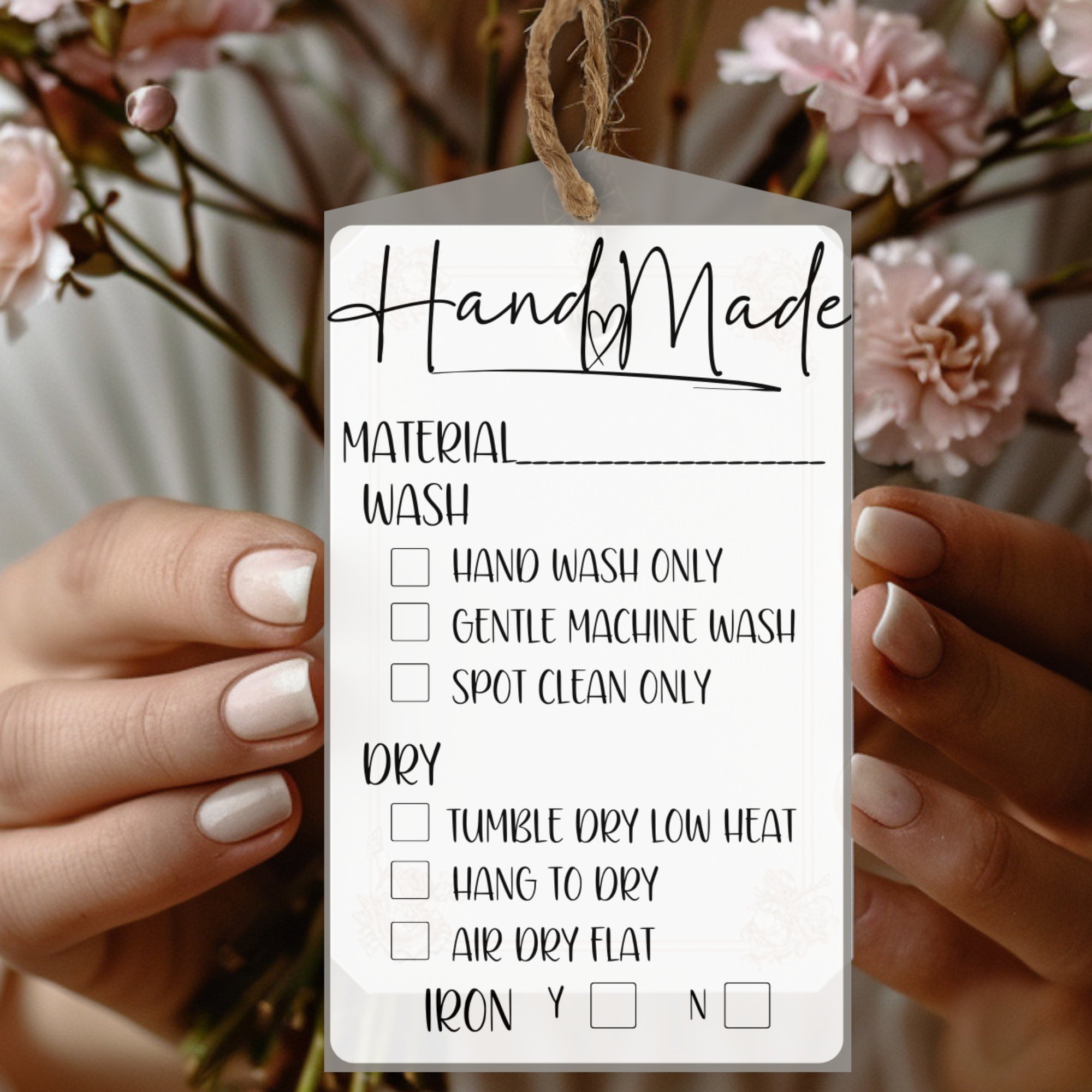 Printable Care Tags Washing Labels Laundry PDF Handmade Instructions ...