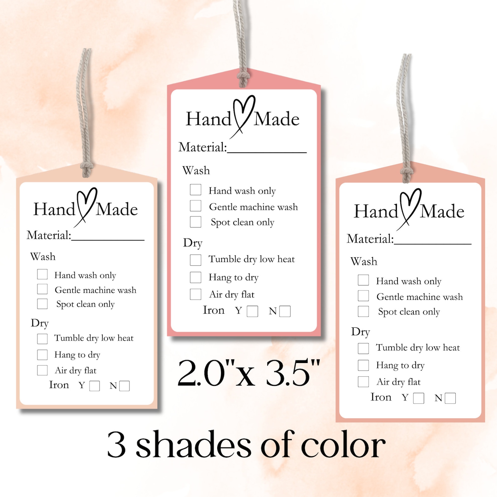 Printable Washing Care Card Tags Labels PDF Handmade Crochet Washing ...