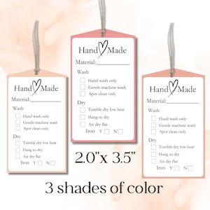 Printable Washing Care Card Tags Labels PDF Handmade Crochet Washing ...