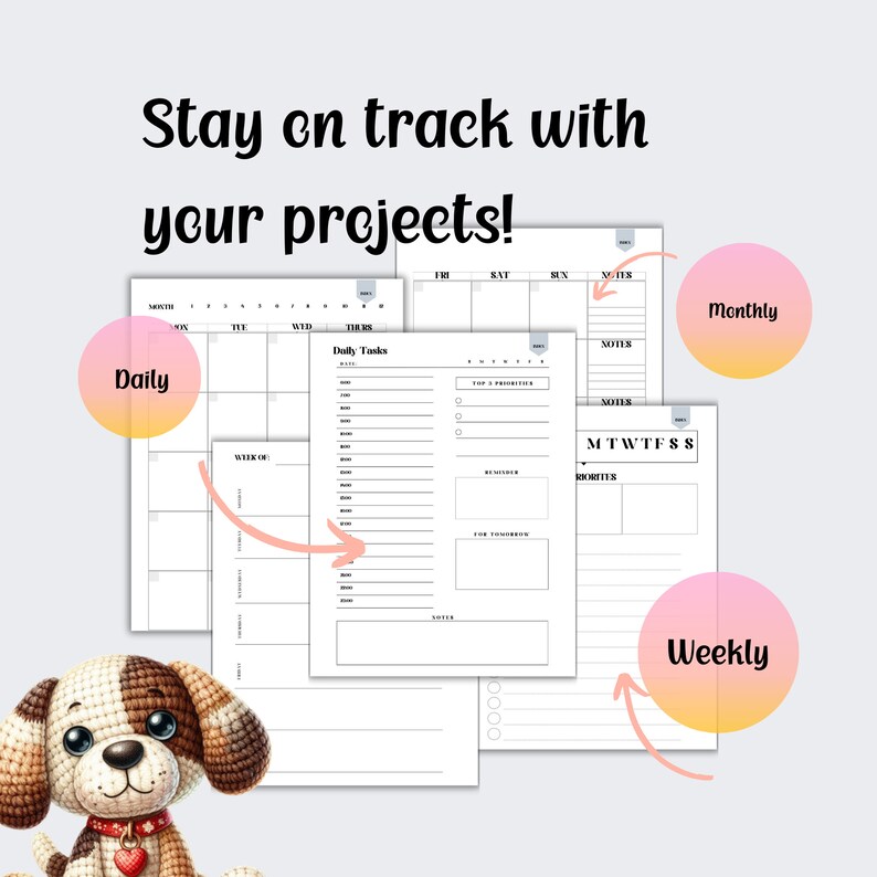 CANVA TEMPLATE Planner Craft Tracker Hobby Planner Stitch Row Counter ...