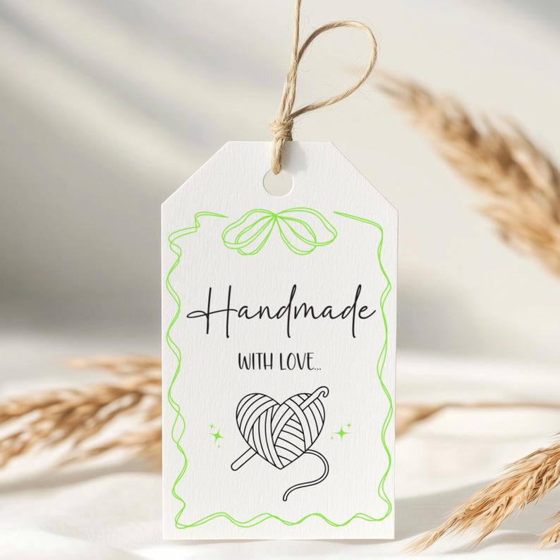 Printable Crochet Hang Tags Lime and Cream Mini Pouch Market Label ...