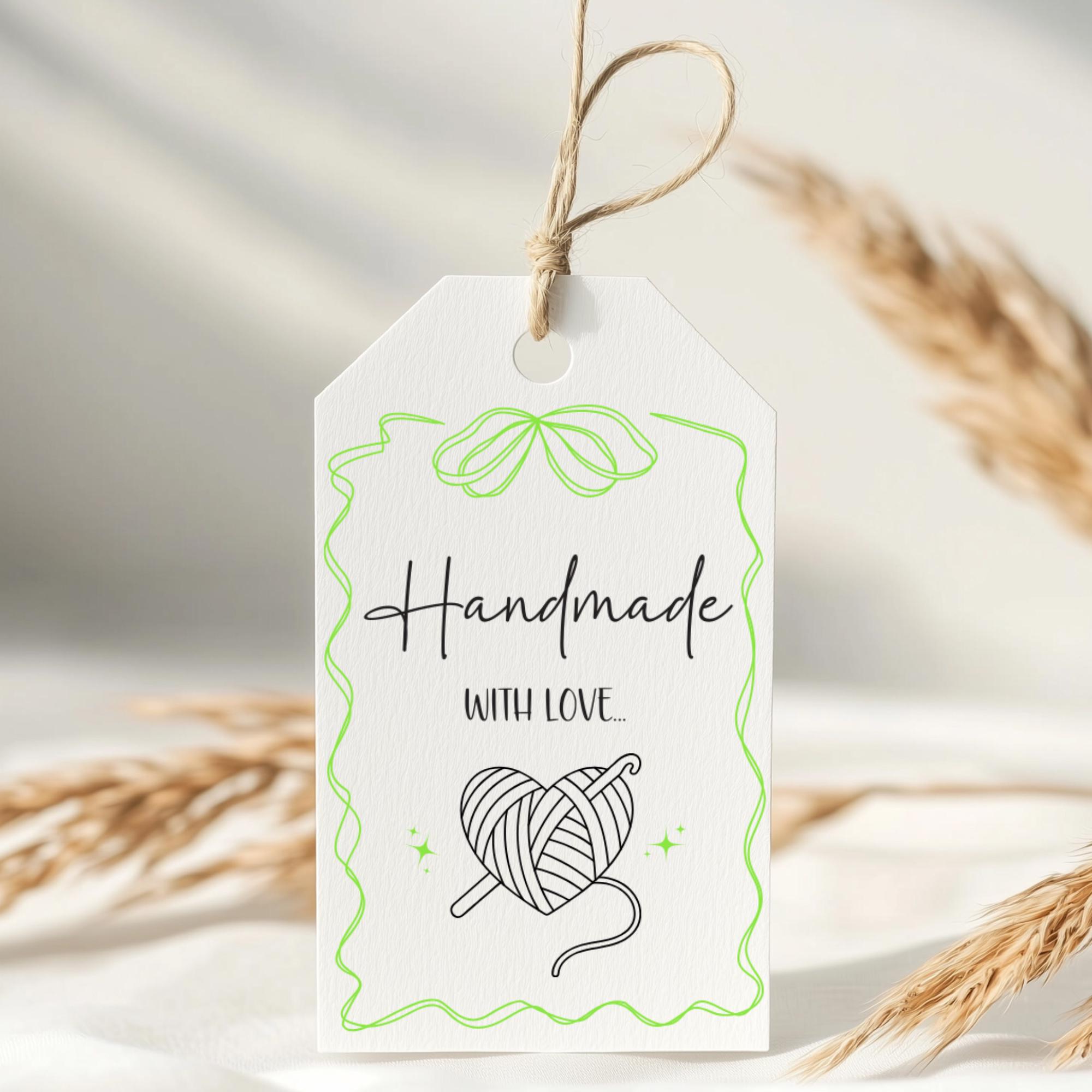 Printable Crochet Hang Tags Lime and Cream Mini Pouch Market Label ...