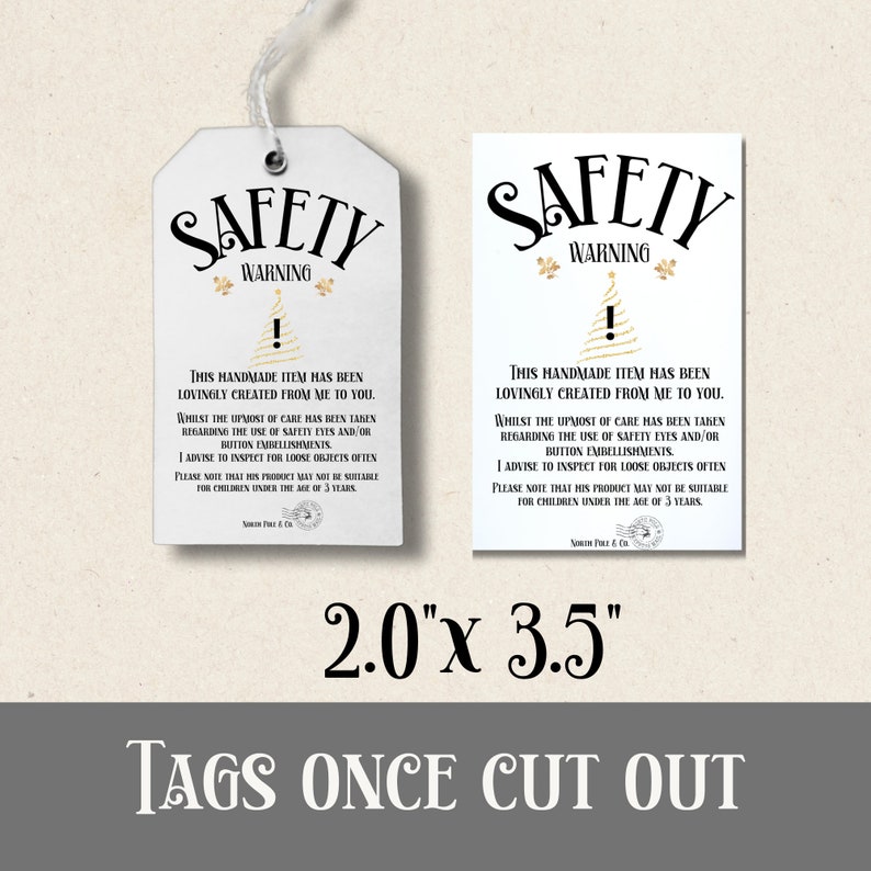 Printable Safety Tags Labels Christmas Handmade Crochet Knitting Safety ...