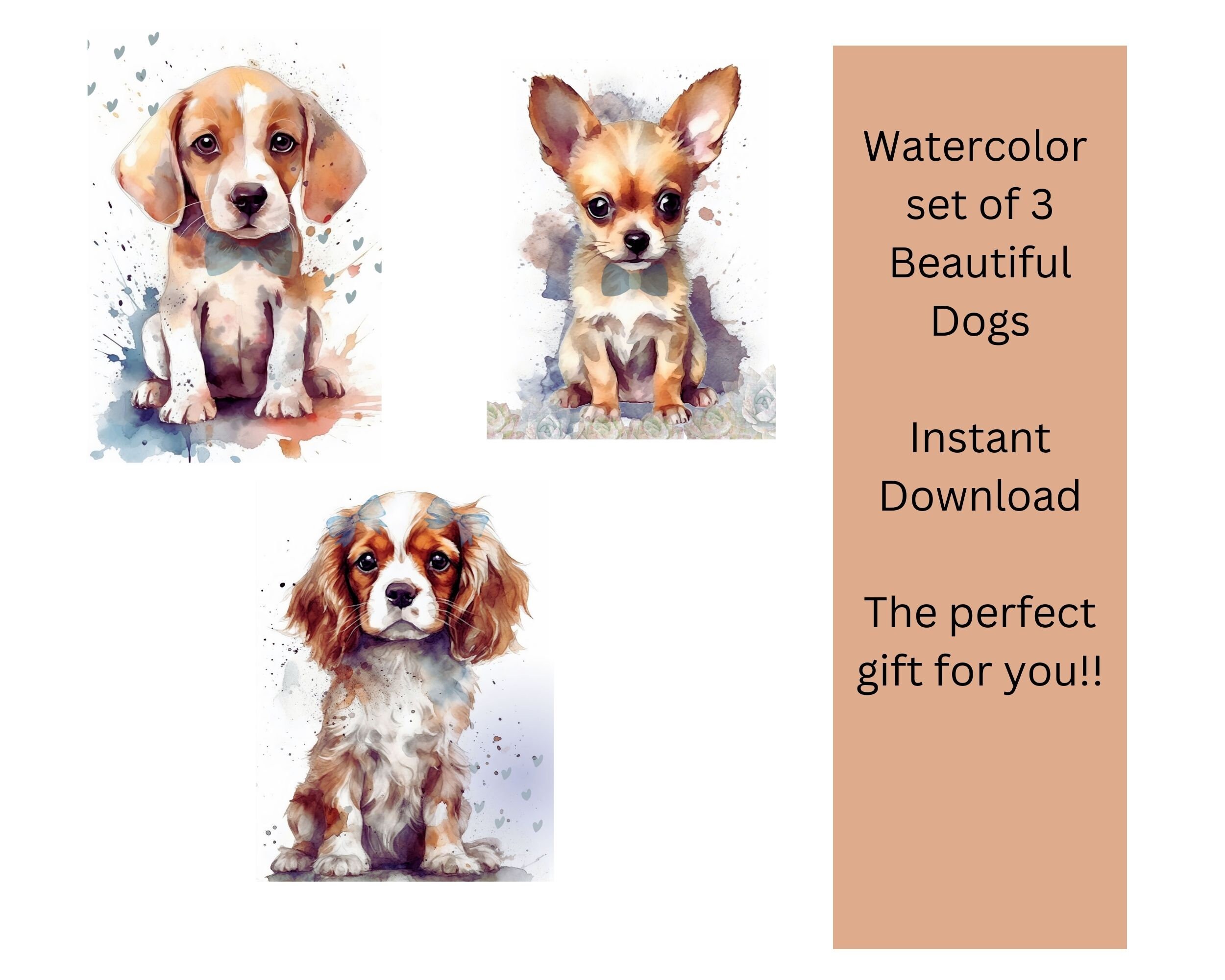 Wall Art Decor Watercolor Dogs Printable Wall Art Kid Bedroom - Etsy