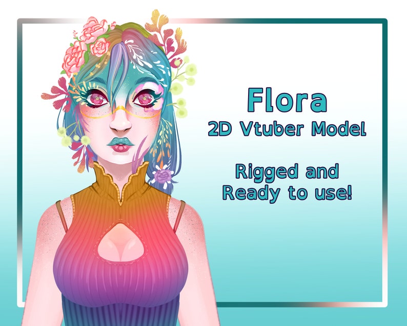 Flora, 2D Vtuber Fully Rigged Torso Flower Girl - Etsy