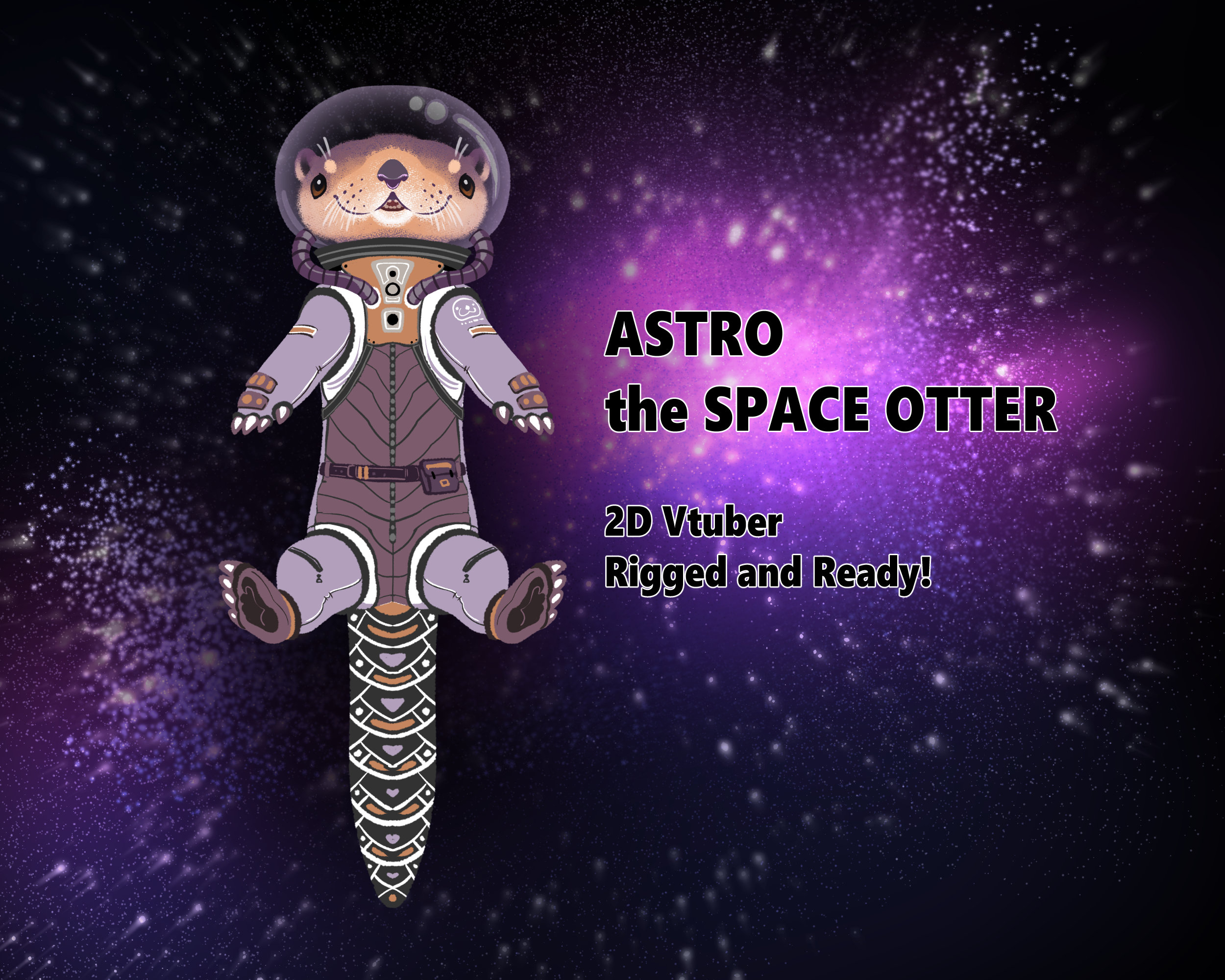 Astro the Space Otter, Rigged and Ready 2D Vtuber Model Full Body - Etsy