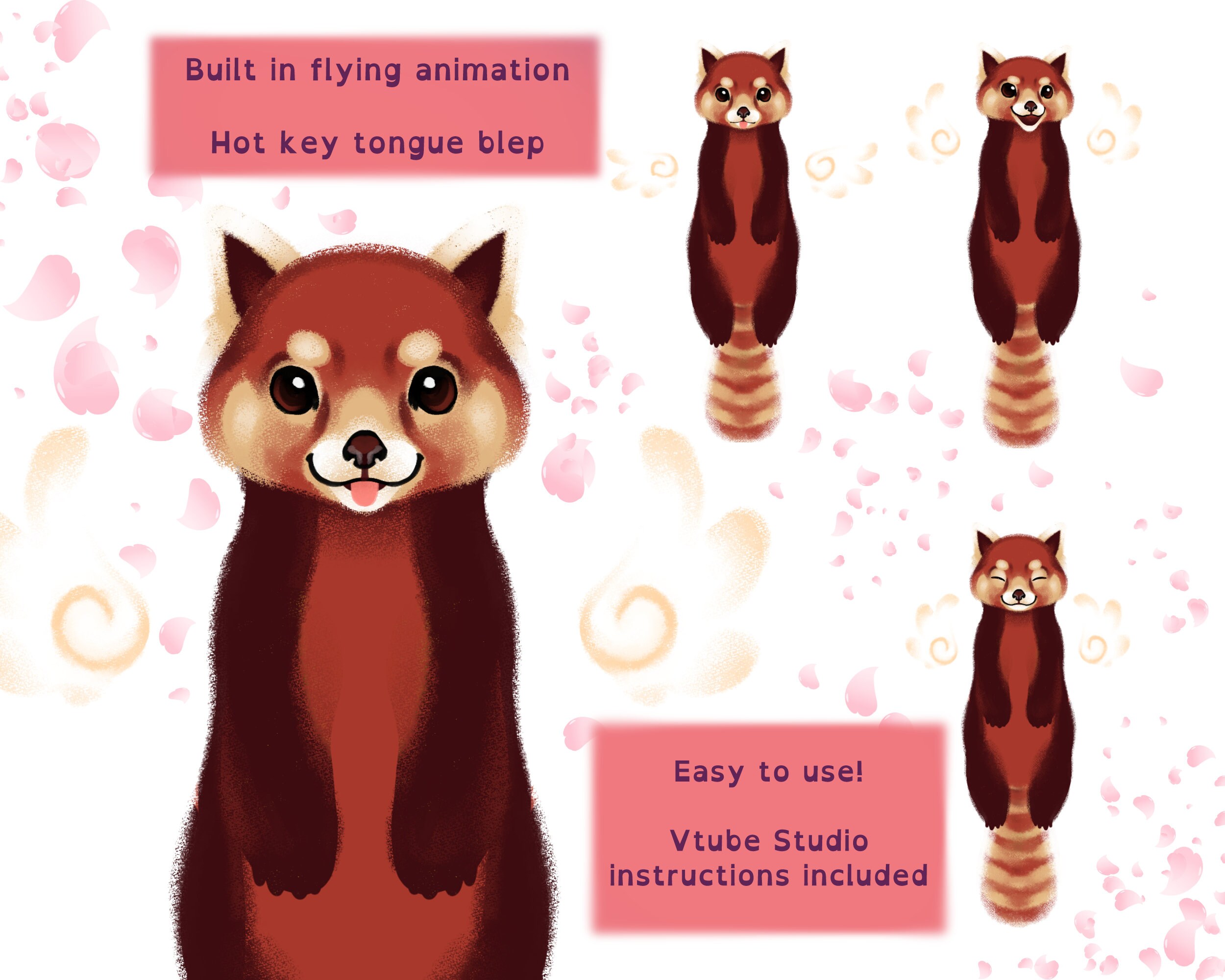 Rose the Red Panda 2d Vtuber Model Rigged and Ready - Etsy UK