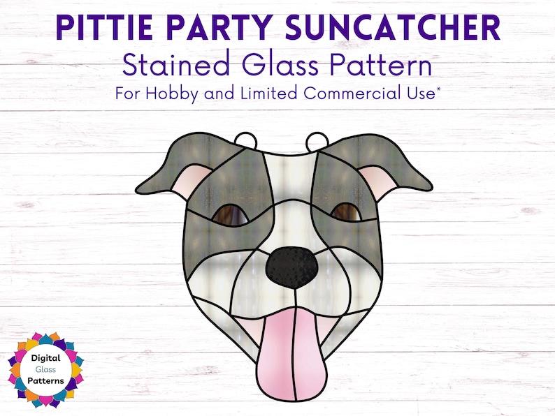 PATTERN - Stained Glass Pitbull Suncatcher - Beginner-friendly Instant ...