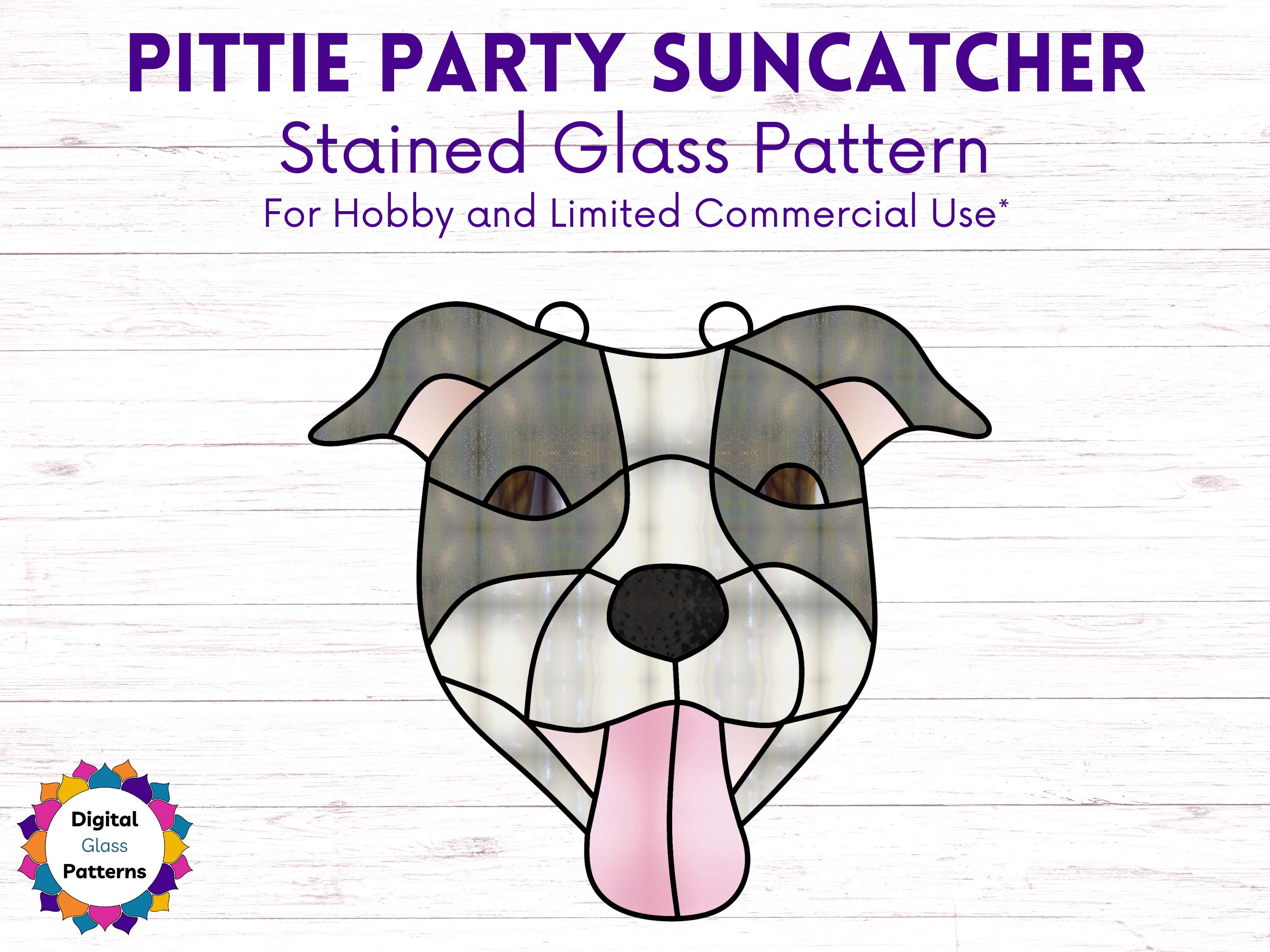 PATTERN - Stained Glass Pitbull Suncatcher - Beginner-friendly Instant ...