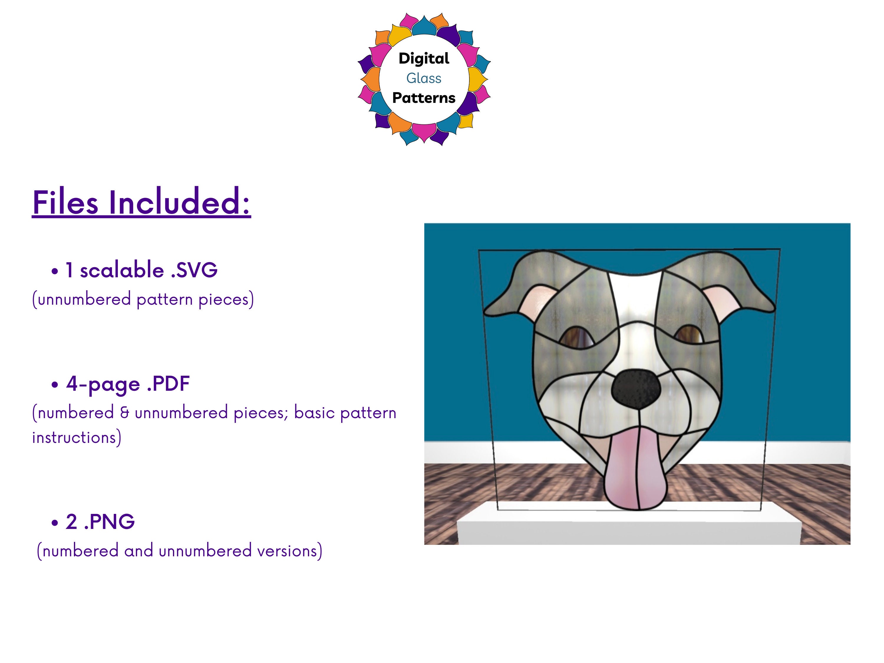 PATTERN Stained Glass Pitbull Suncatcher Beginner-friendly Instant ...