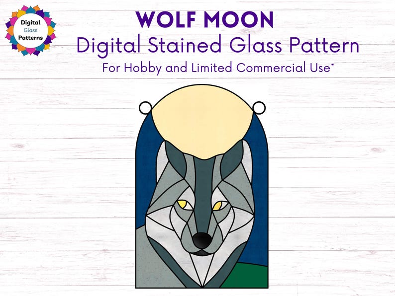 Wolf Moon Stained Glass Pattern - Instant Download for Beginners - Etsy
