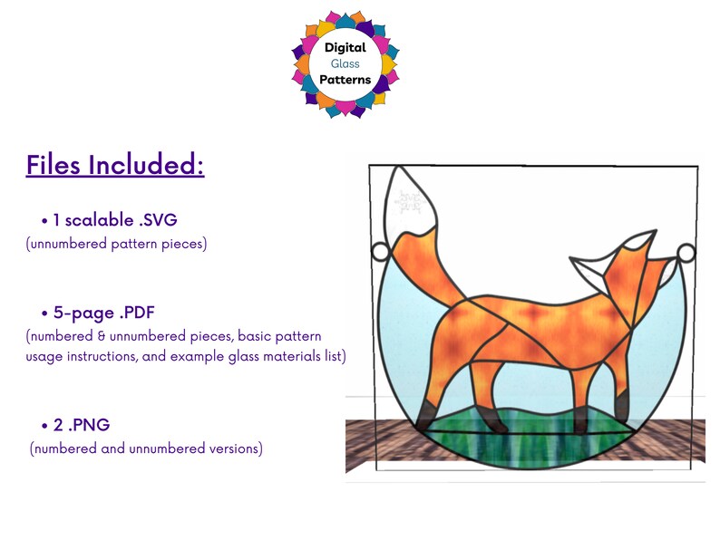 PATTERN- Fox Digital Stained Glass Download - Spring Summer Suncatcher ...