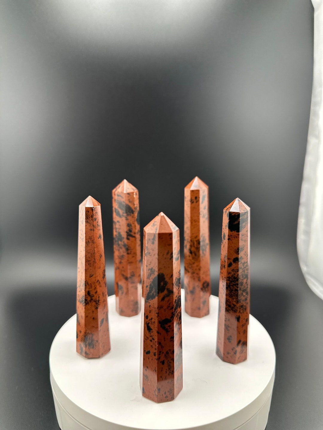 Octagon Mahogany Obsidian Tower - Etsy