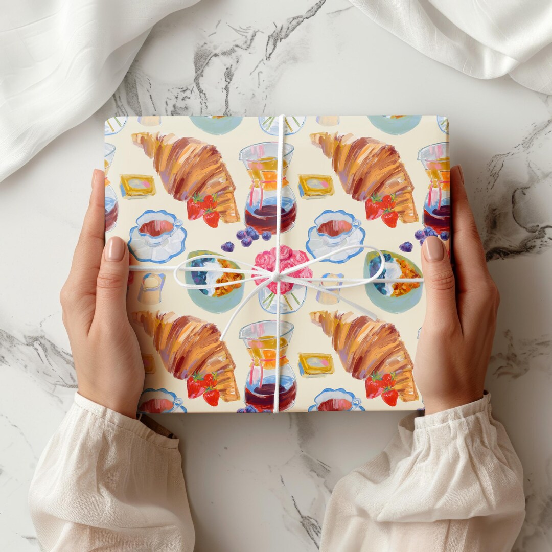 Brunch Wrapping Paper, Cute Breakfast Club Cafe Themed Hostess Gift ...