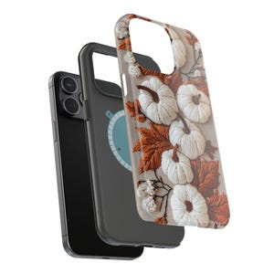Fall Phone Case, Embroidered Pumpkins, Boho Neutral Fall Leaves Design ...