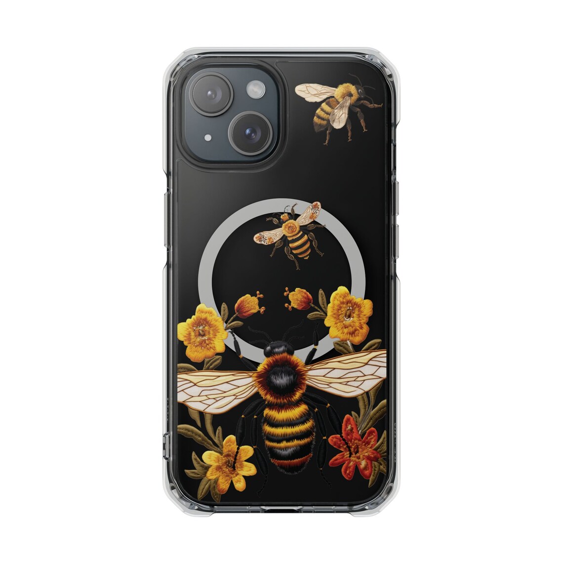 Bee Clear Phone Case, Honeybee Embroidered Embroidery, Gift for Bee ...